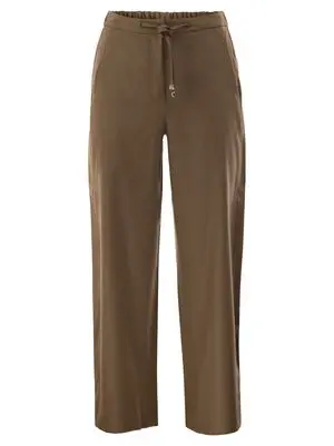 Max Mara Smmfloria Virgin Wool Stretch Trousers With Drawstring Waist - Brown