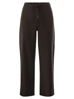 Max Mara Smmfloria Virgin Wool Stretch Trousers With Drawstring Waist - Brown