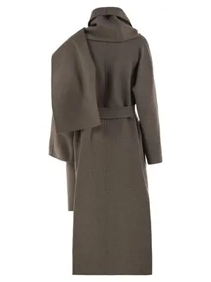Max Mara Smmpeonie Pure Virgin Wool Coat With Integrated Scarf