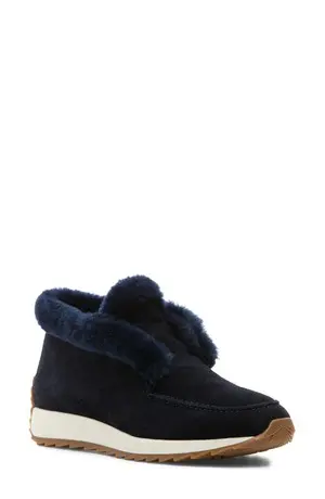 275 CENTRAL Quebec Faux Fur Trim Bootie - Navy