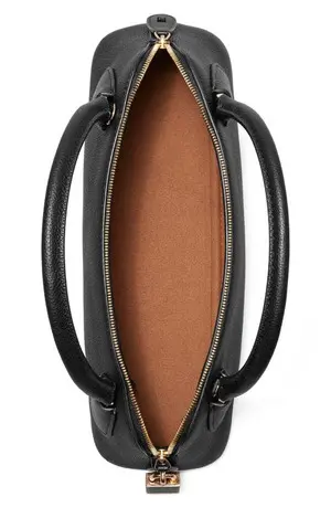 Tory Burch Lock Leather Top Handle Bag - Black