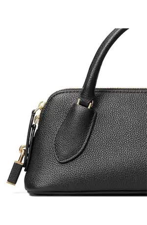 Tory Burch Lock Leather Top Handle Bag - Black