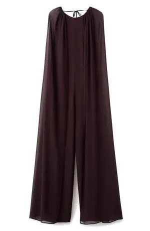 Mango Capelet Sleeve Wide Leg Jumpsuit