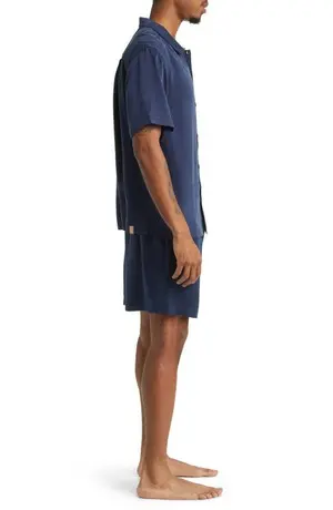 Lunya Washable Silk Button-up Short Pajamas - Deep Blue