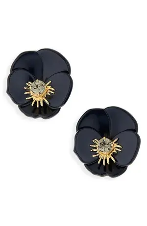 Lele Sadoughi Pansy Button Stud Earrings - Navy