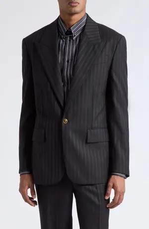Versace Wool Jacquard Evening Jacket - Black