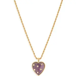 Madewell Polka Dot Heart Pendant Necklace - Amethyst