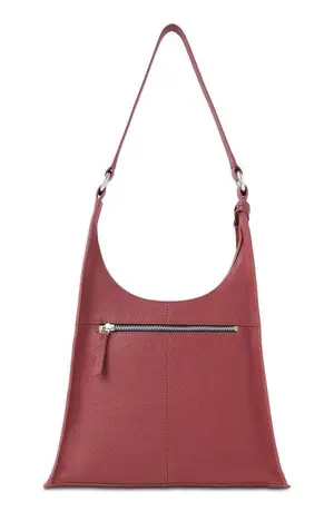 BEHNO Winnie Pebbled Leather Shoulder Bag - Cherry