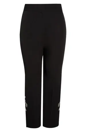 TAHARI ASL Crystal Embellished Straight Leg Pants
