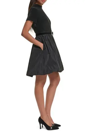 Karl Lagerfeld Paris Mixed Media Bubble Hem Dress