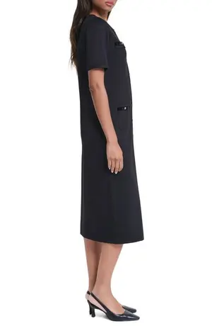 Karl Lagerfeld Paris Button Front Midi Knit Dress