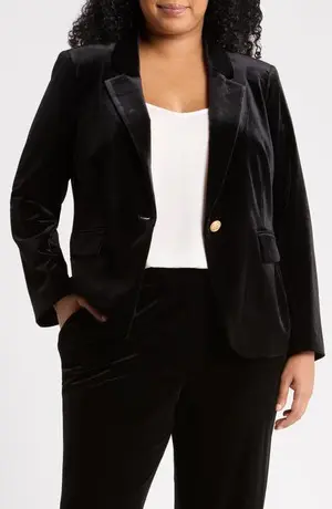 TAHARI ASL Velvet One-button Blazer