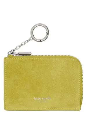 Kate Spade New York Mini Suede Zip Card Case - Laurel Leaf