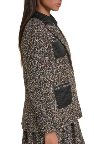 Karl Lagerfeld Paris Quilted Accent Tweed Jacket