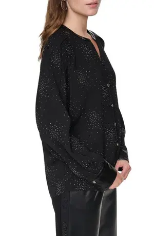 Dkny Firework Embellished Shirt With Faux Leather Cuffs