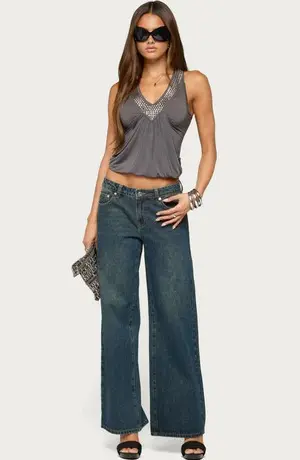 EDIKTED Brise Studded Draped Top