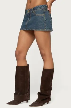 EDIKTED Dayla Low Rise Denim Micro Skort