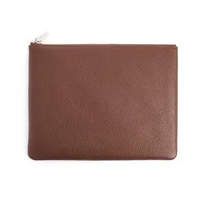 ROYCE NEW YORK Large Travel Zippered Pouch Tan