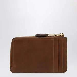 Miu Miu Rovere Zip Card Holder In Leather - Brown