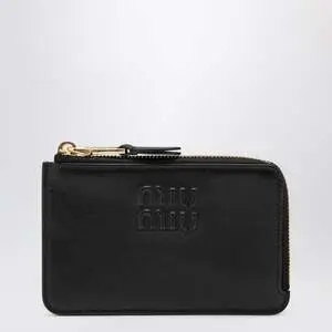 Miu Miu Zip Card Holder In Leather - Black