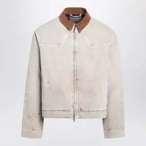 Balenciaga Beige Vintage-effect Cotton Zip-up Jacket