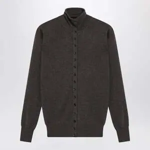 LEMAIRE Wool Ecorce-colored Button-up Top - Brown