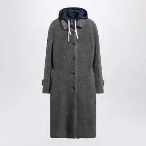 Miu Miu Slate Shearling-effect Coat - Gray
