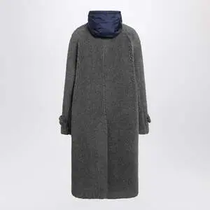 Miu Miu Slate Shearling-effect Coat - Gray