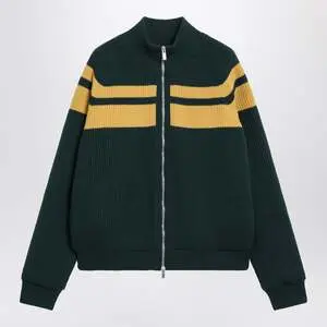 Miu Miu Bottle /yellow Zip-up Cardigan In Wool - Green