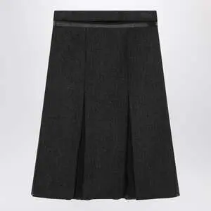 Prada Slate Grey Skirt In Double Wool