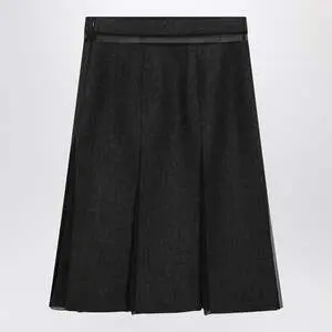 Prada Slate Grey Skirt In Double Wool