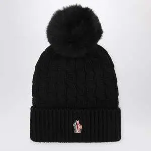 Moncler Wool Beanie With Pompom - Black