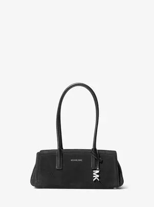 Michael Kors Laila Small Suede Shoulder Bag In By - Black