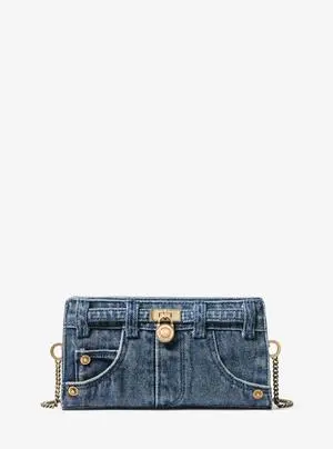 Michael Kors Hamilton Moderne Extra-small Washed Denim Convertible Crossbody Bag In By - Blue