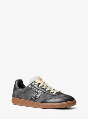 Michael Kors Jovie Mixed Media Sneaker In Size By - Black