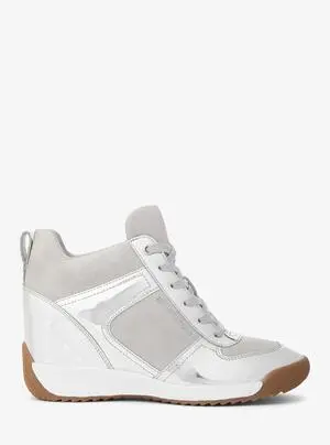 Michael Kors Nikko S2 Metallic Wedge Trainer In Size By