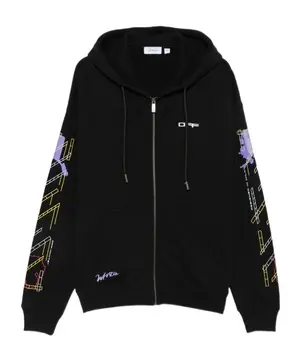 Off-White Drawstring Hooded Sweatshirt - Black