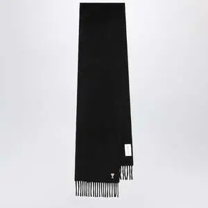 AMI Paris De Coeur Wool Scarf - Black