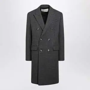 AMI Paris Grey Double-breasted Wool Coat - Gray