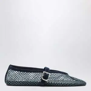 Alaïa Midnight Mesh Ballerinas With Rhinestones - Blue