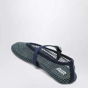 Alaïa Midnight Mesh Ballerinas With Rhinestones - Blue