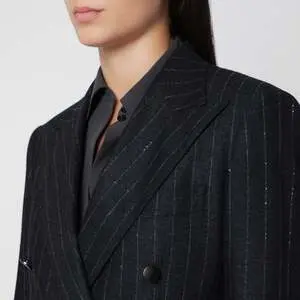 Tagliatore Anthracite Grey Double-breasted Pinstripe Jacket - Gray