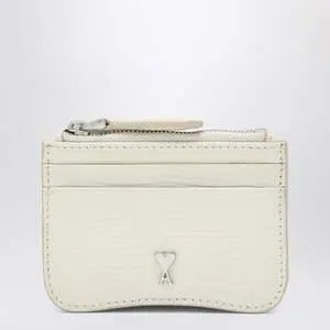 AMI Paris Paris Paris Ivory Leather Card Holder - White