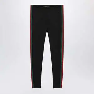 Gucci Leggings With Web Stripe In Cotton Blend - Black