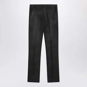 Prada Wool Trousers With Chevron Pattern - Black