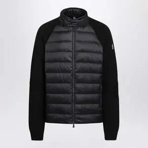 Moncler Padded Zip-up Cardigan In Wool Blend - Black