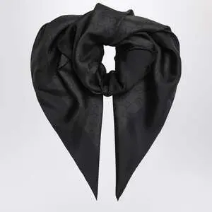 Gucci Printed Silk Twill Carre With Gg Print - Black