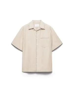 Prada Hort-leeved Cotton Hirt - Neutral