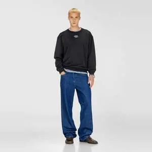 DIESEL® Regular Sweatshirt With Metallic Oval D - Black