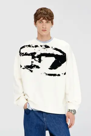 DIESEL® Cotton Sweatshirt With Flocked Oval D - Multicolor